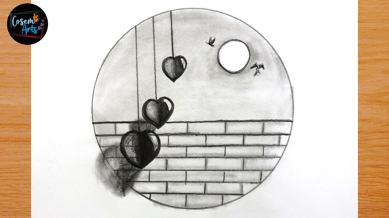 Heart and Circle Drawing Step bye step || Easy Pencil drawing - YouTube