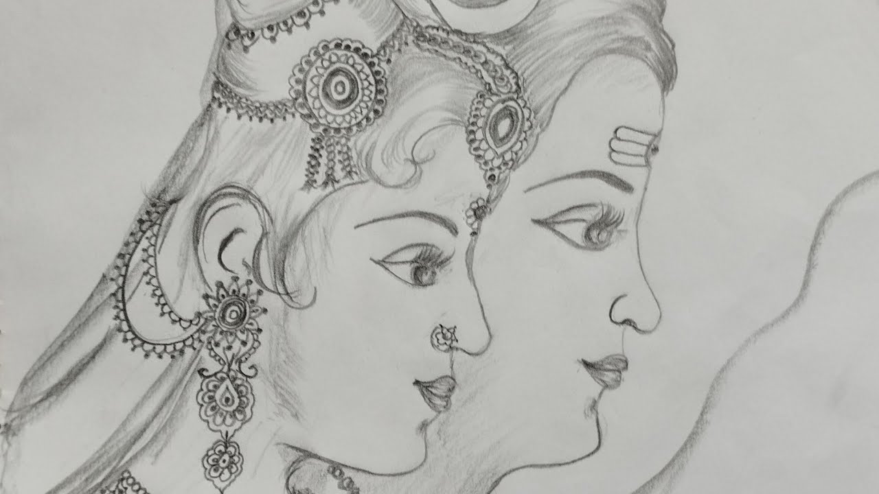 Drawing Shiva and Parvati step by step. loard Shiva and Parvati. - YouTube