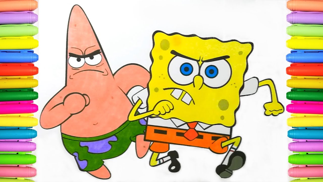 Coloring Angry SpongeBob and Patrick Running Like Villains! 🧽⭐💥 - YouTube