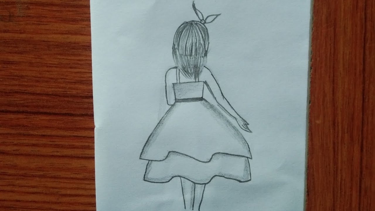 how to draw a girl wearing short dress || easy girl drawing / girl ...