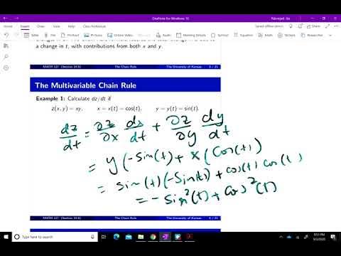 14 6 The Chain Rule, Part 1, Chain Rule of Two Variable Functions - YouTube
