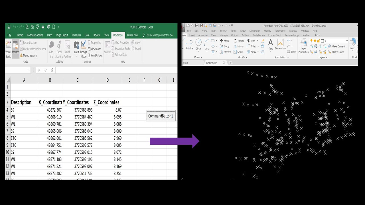 How To Draw Points In Autocad From Excel YouTube How To Draw Points In Autocad From Excel YouTube