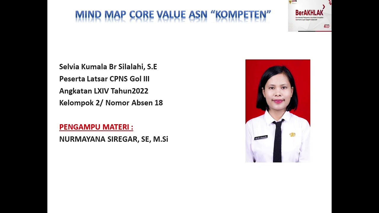 Tugas Latsar CPNS (Mind Map Core Value ASN BerAKHLAK "Kompeten") - YouTube