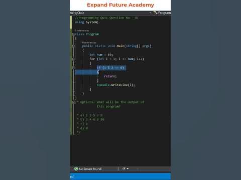 Solution for Programming Quiz Questions - Q81 - Expand Future Academy #Shorts #CSharp #Dotnet ...