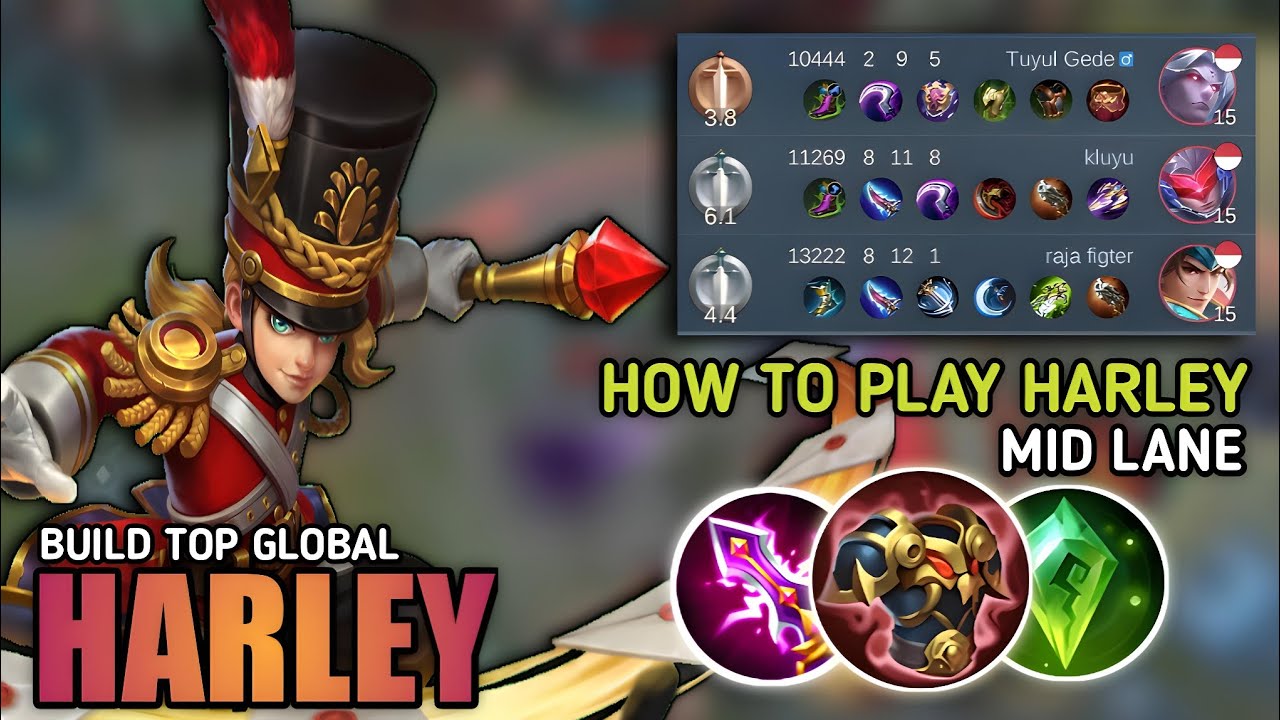 HOW TO PLAY HARLEY MIDLANE | Set Build & Emblem MOBILE LEGENDS - YouTube