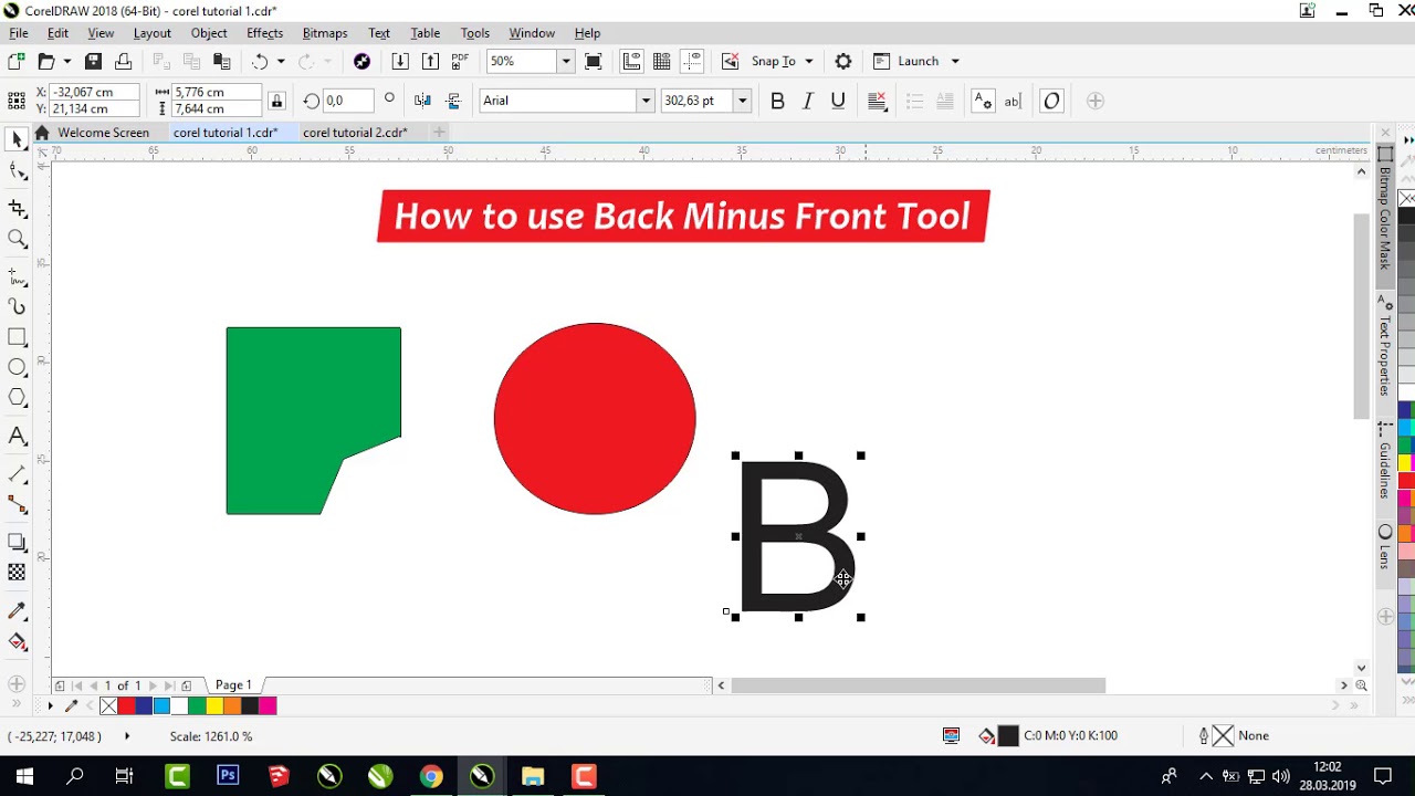 How to use Back Minus Front Tool in CorelDraw - YouTube