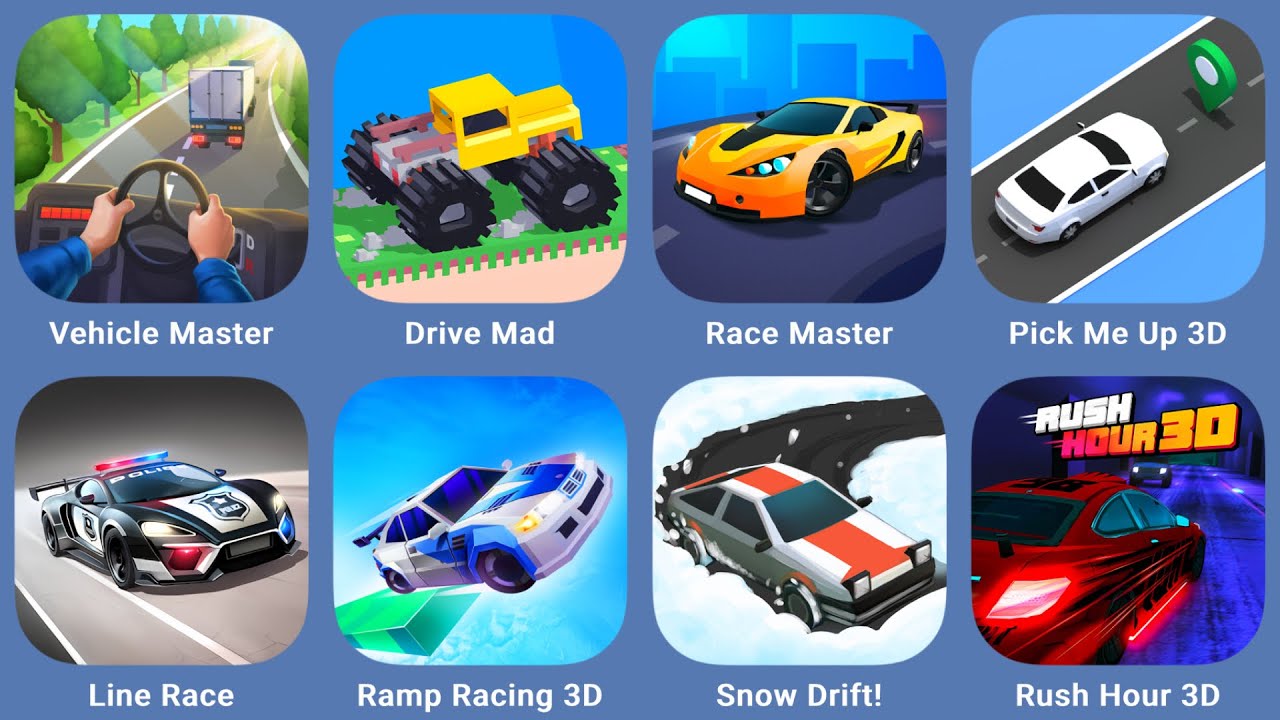 Vehicle Master,Drive Mad,Race Master,Pick Me Up 3D,Line Race,Ramp ...