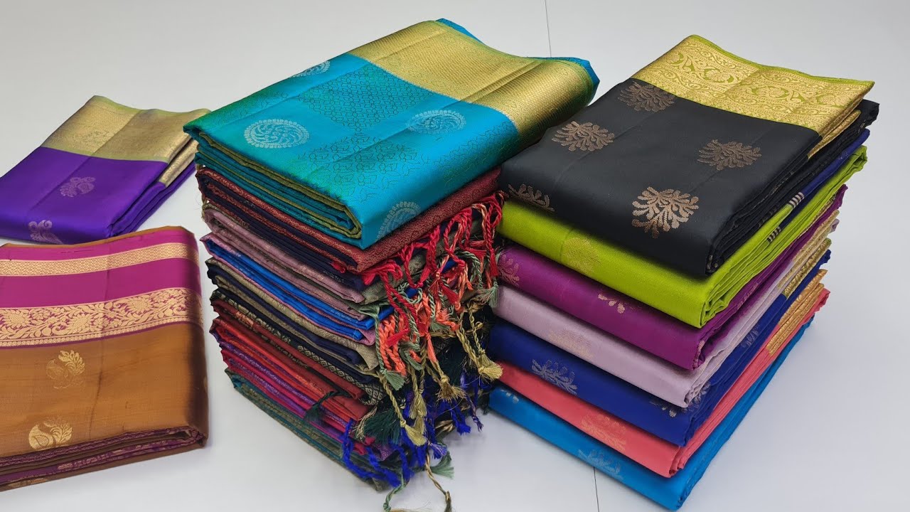 Small Border Kanchi Soft Silk Sarees || Double Border || Coimbatore ...