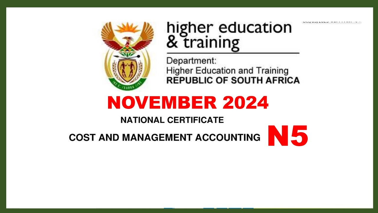 COST AND MANAGEMENT ACCOUNTING N5 NOVEMBER 2024 QUESTION 1 - YouTube
