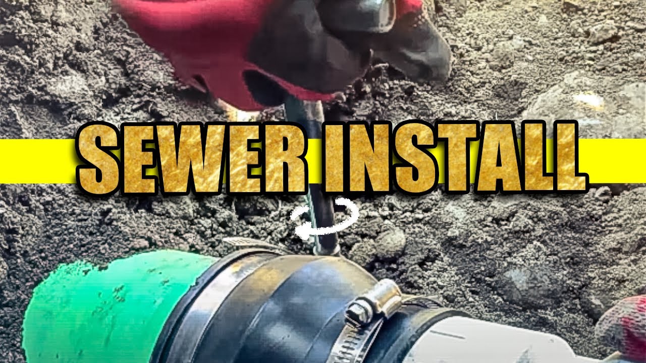 MINI EXCAVATOR DIGGING UTILITIES // INSTALLING SEWER LINE # ...