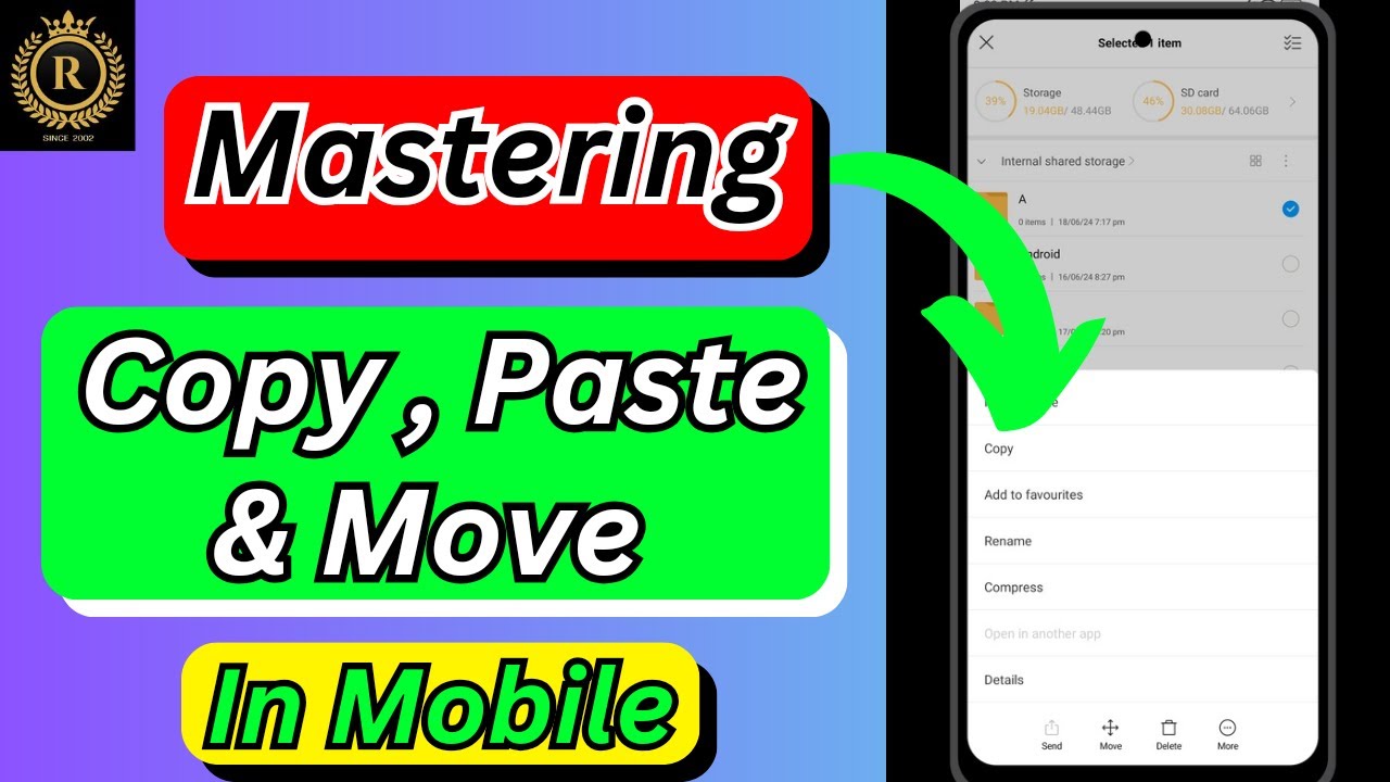 How To Copy Paste In Mobile || Folder Ko Internal Storage Se SD Card Me ...