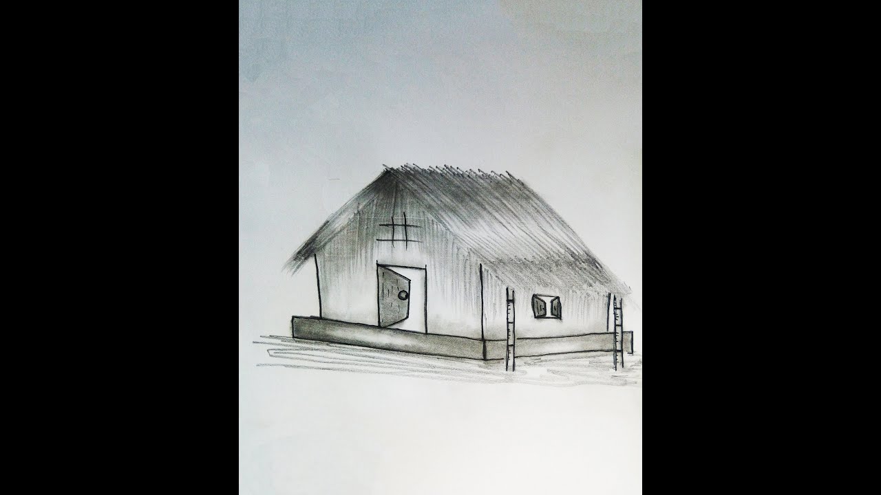 Hut drawing/ easypencil sketch/simple and easy tutorial for beginner ...