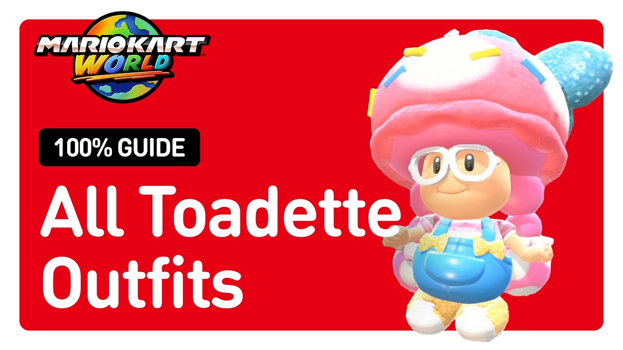 Mario Kart World - Unlock all Toadette Outfits/Skins/Costumes | 100% ...