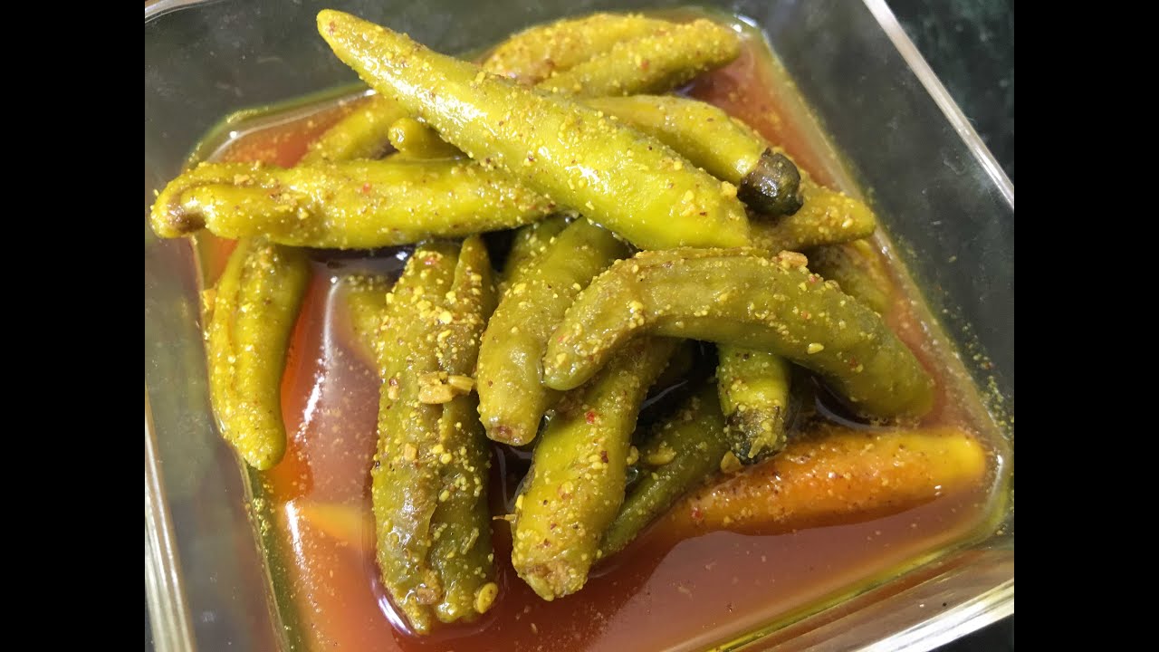 Green Chilli Stuffed Pickle - hari mirch ka achar- simple easy recipe ...