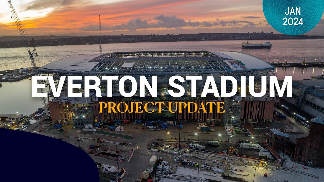 WESTERN TERRACE TAKES SHAPE | Latest Everton Stadium drone footage ...
