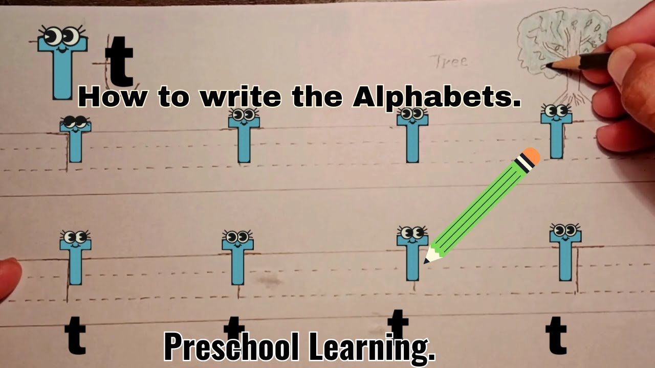 How to write the letter T with pencil | how to trace with pencil ...