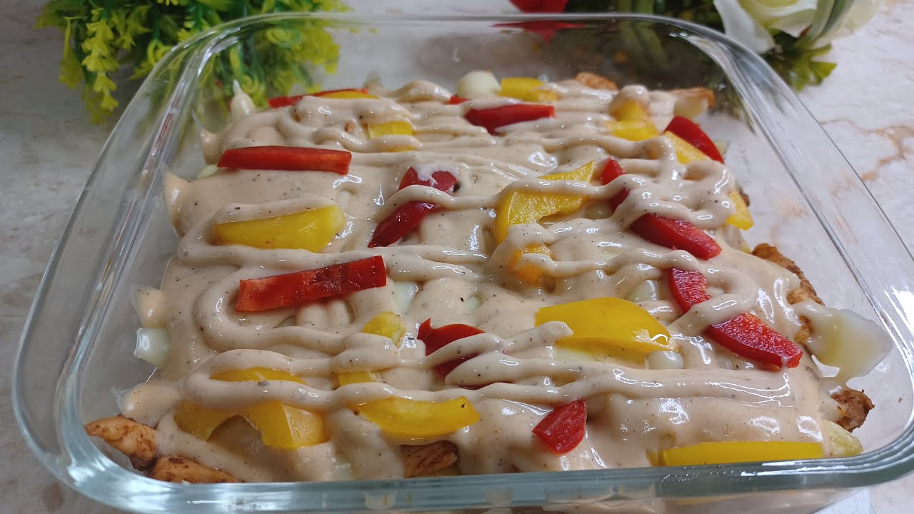 cheesy chicken fries with sauce|cheese loaded fries with chicken - YouTube