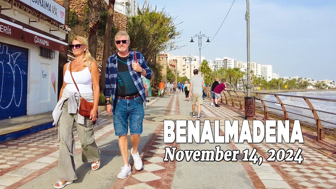 Benalmadena November 14, 2024 Beach Promenade Walk Costa del Sol Spain ...