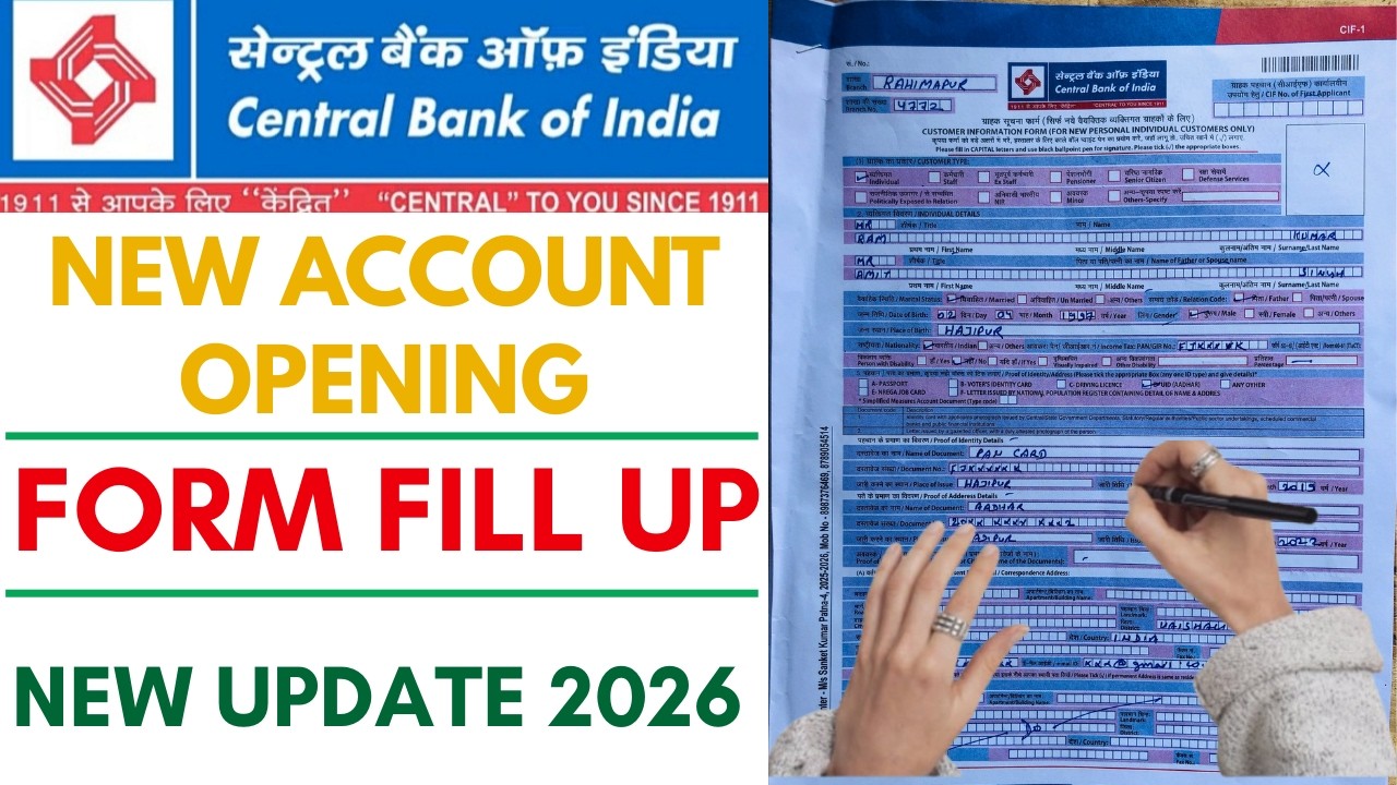central bank new account form fill up 2026 | central bank of india new ...