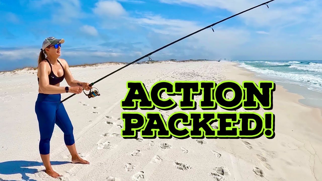 GIRL didn’t expect this much ACTION while SURF FISHING on Florida beach ...