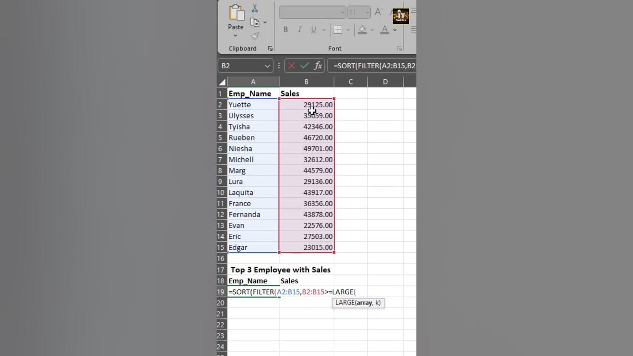 Mastering of SORT with FILTER function #excel #exceltips #exceltricks ...