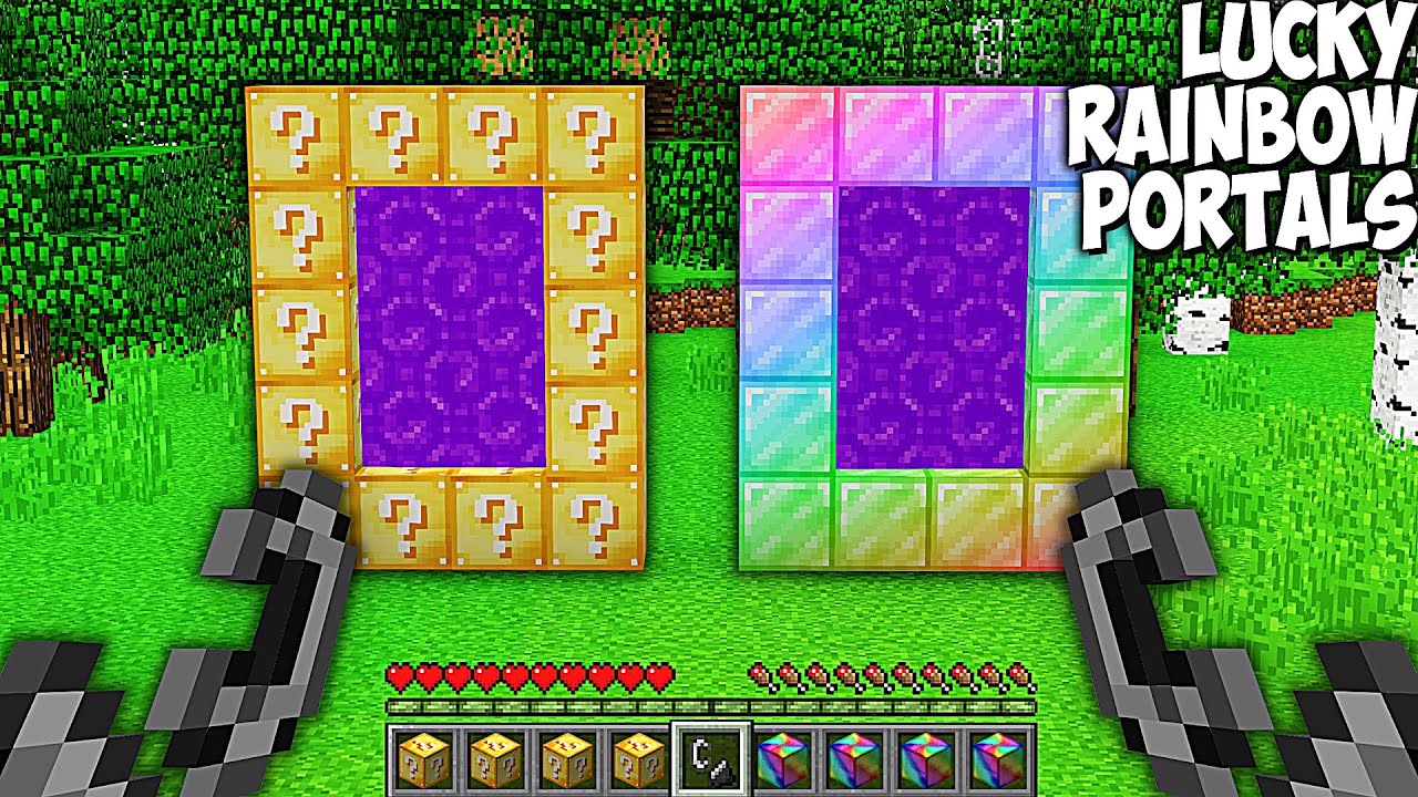 What's inside RAINBOW and LUCKY PORTAL in Minecraft ? LUCKY portal vs ...