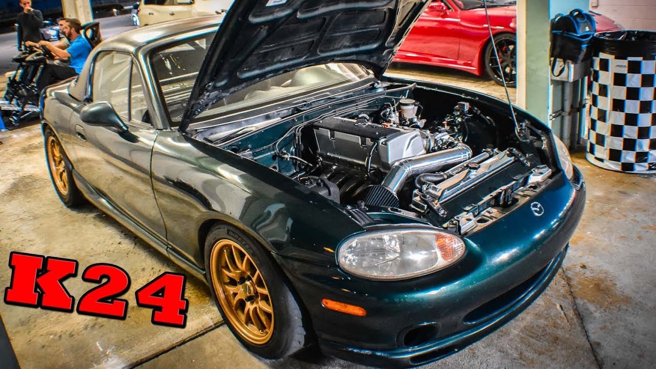 K24 NB MIATA AT THE DRAG RACES! - YouTube