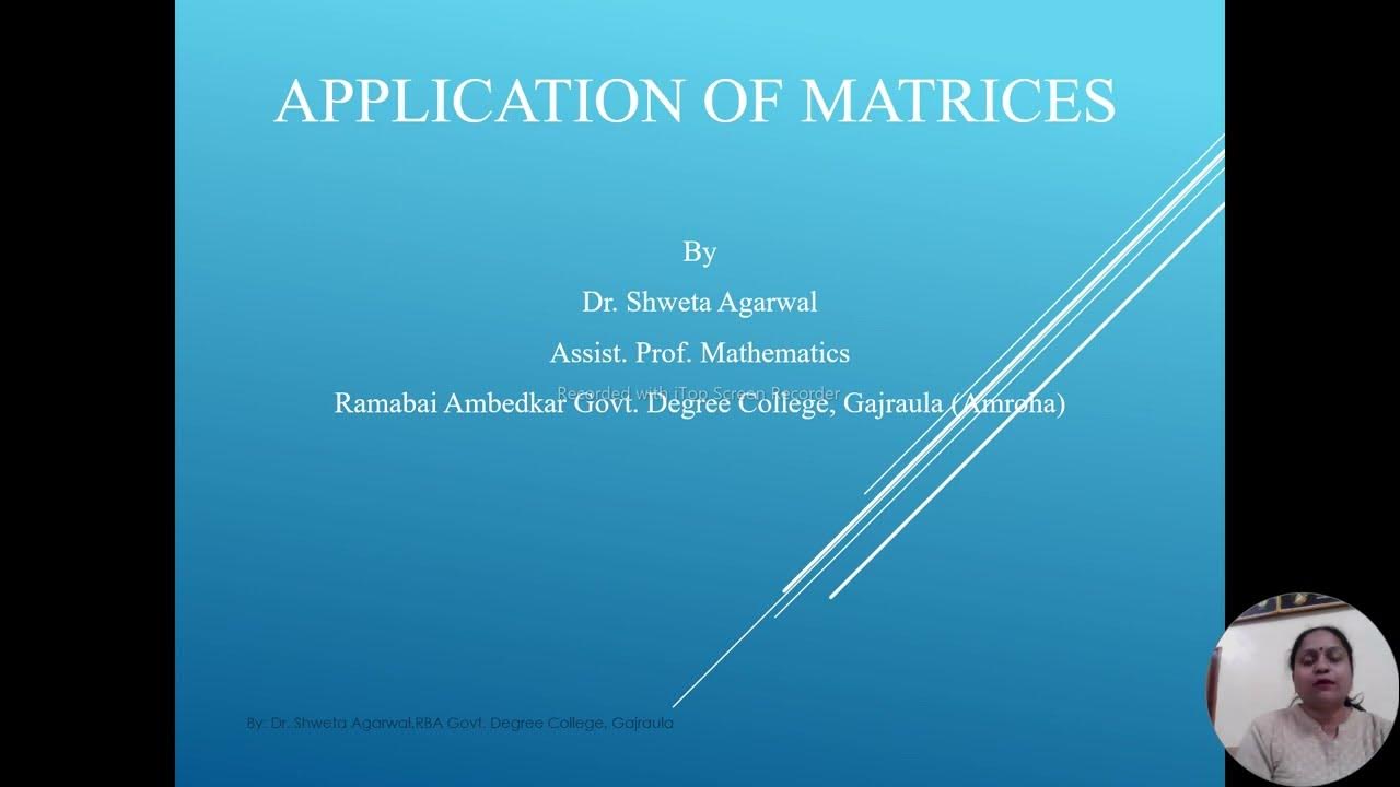 BSC 2 SEM LEC 1 MATRICES - YouTube