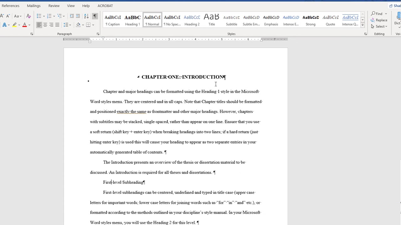Subheadings Word for Office365 - YouTube