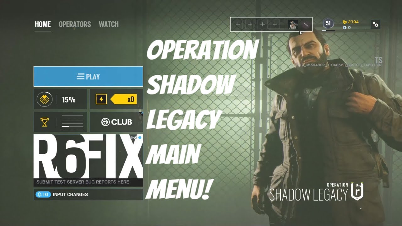 Operation Shadow Legacy Main Menu - Rainbow Six Siege - YouTube