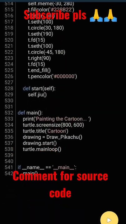 Draw Pikachu Using Python Turtle 🥰😘😍coding Pydroid3 Shorts Youtube 