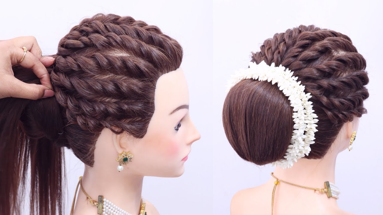 Navratri Garba Special Easy Bun Hairstyle With Gajra | Beautiful Juda ...