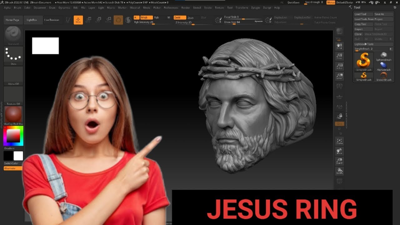 Jesus Ring sculpt Zbrush Tutorial Timelapse - YouTube