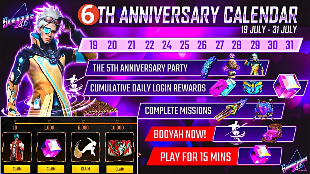 6th Anniversary Event Free Reward | Free Fire Anniversary Event | Free ...