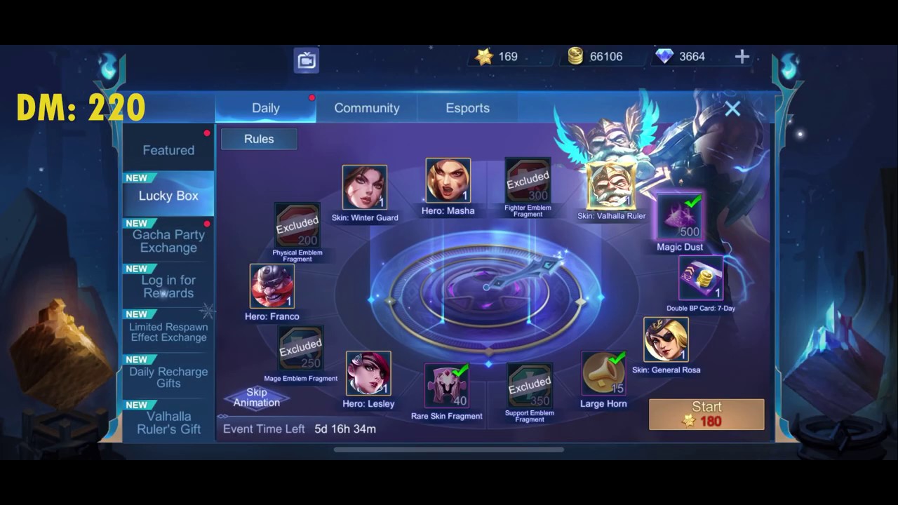 BERAPA DIAMOND DIPERLUKAN ? FRANCO EPIC LIMITED TIME EVENTS- VALHALLA ...