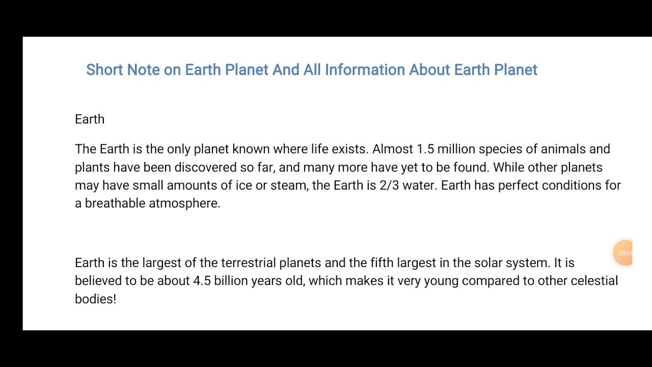 short note on earth planet - YouTube