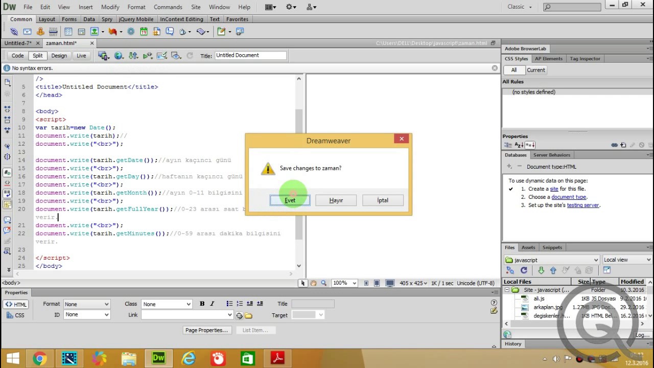 Javascript Dersleri 35 date nesnesi - Mikail Şahin - YouTube
