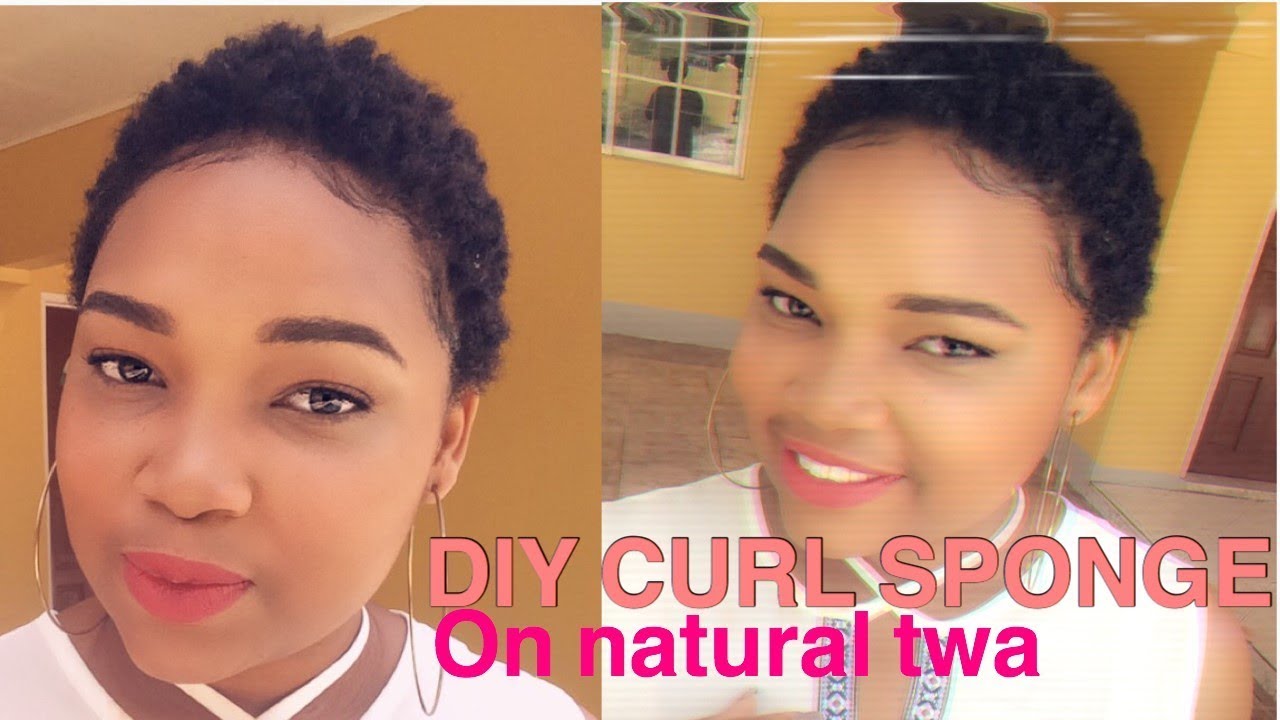 DIY CURL SPONGE /USING A CURL SPONGE ON MY TWA - YouTube