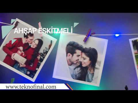 Ahşap Işıklı İpli Mandallı Eskitme Fotoğraf Çerçevesi