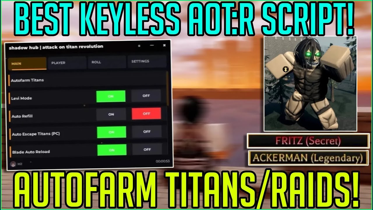 OP KEYLESS ATTACK ON TITAN REVOLUTION SCRIPT! ONE SHOT TITANS, FARM ...