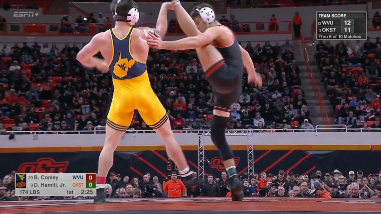 174lbs Dean Hamiti Jr (Oklahoma State) vs Brody Conley (West Virginia ...