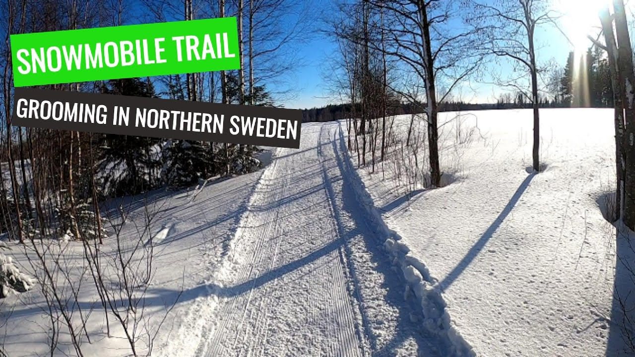 Snowmobile trail grooming with snowmover in Northern Sweden - YouTube