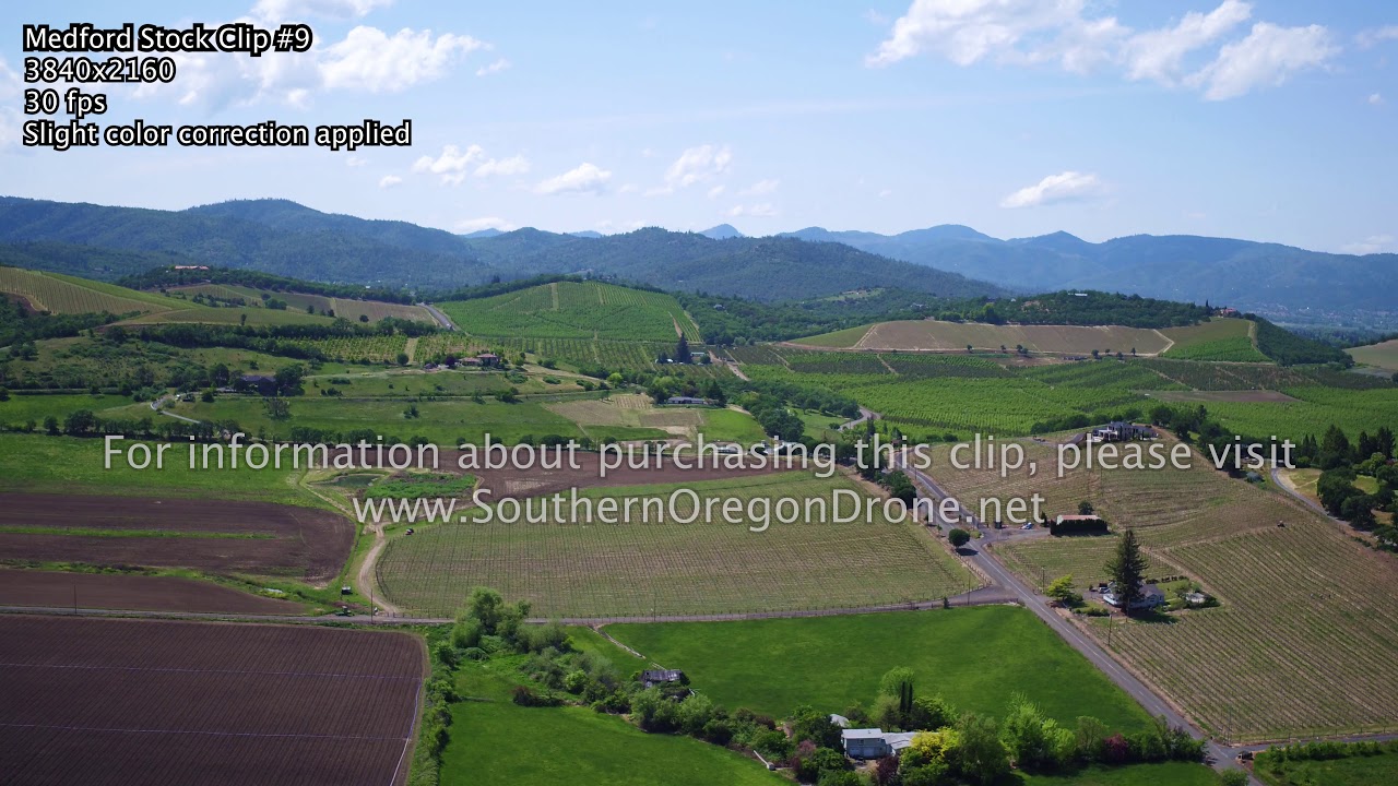Medford Rogue Valley 4K Aerial Stock Video Clip #9 - Orchards and ...