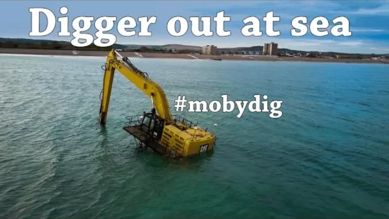 Digger out at sea #mobydig | The Rampion Wind Farm - CAT Excavator ...