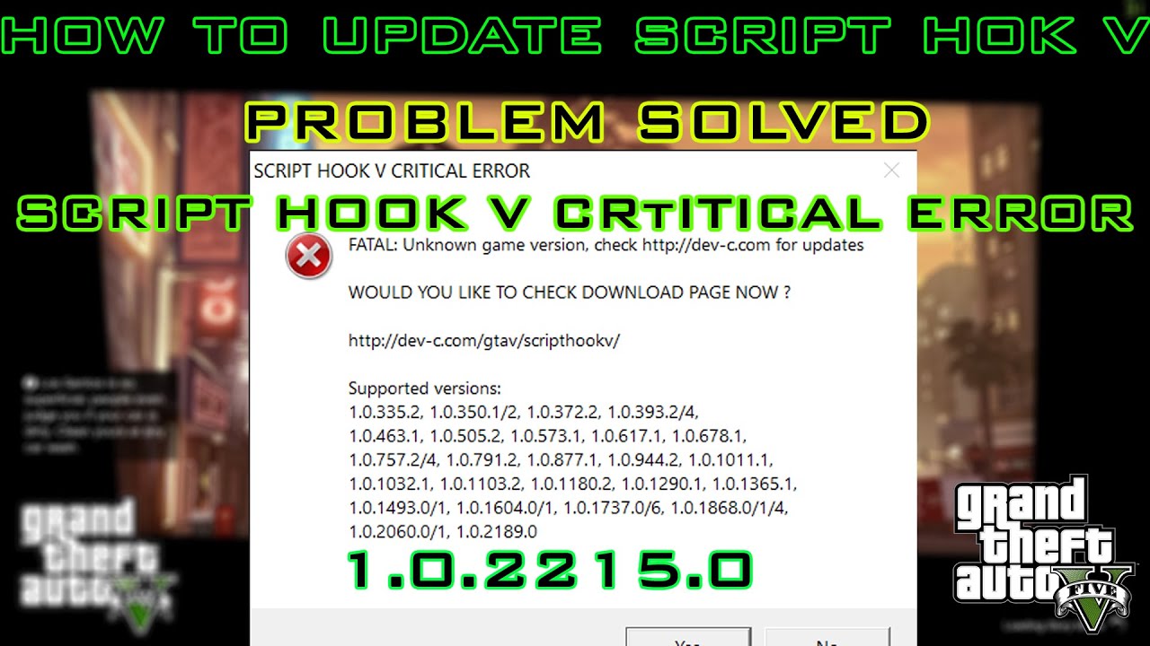 How To Update Script Hook v 1.0.2215.0 | PROBLEM FIX | GTA V 1.0.2215.0 ...