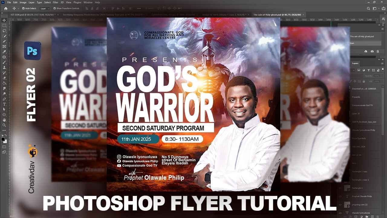 Photoshop CC Tutorial | Graphic Design | Church Flyer Tutorial 02 - YouTube