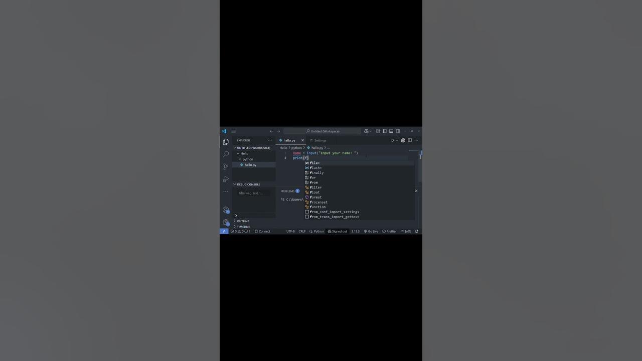 Your First Python Program with Input! 🔥 #shorts #codenewbie #helloworld #python - YouTube