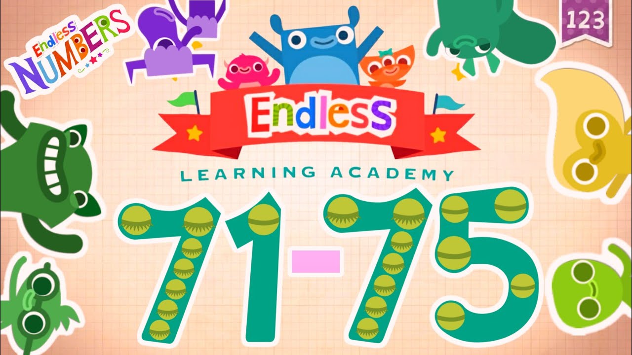 Endless Numbers Learning Academy Count 71 - 75 Game For Kids, - YouTube