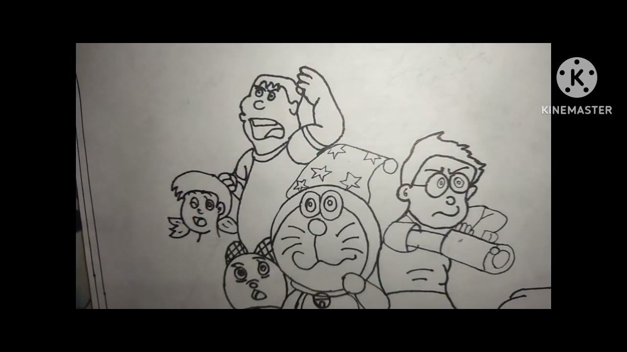Doraemon cartoon all members drawing #drawing #doraemon #cartoon # ...