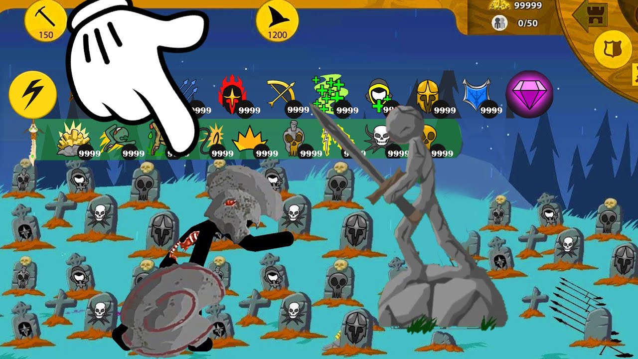 SPAWN 10000 ZOMBIE SHIELD STONE CHAOS BATTLE IN NIGHT 999 ENDLESS | STICK WAR LEGACY | STICK ...